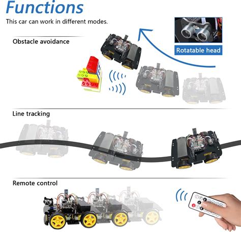 Buy Freenove 4wd Car Kit With Rf Remote Compatible With Arduino Ide Line Tracking Obstacle