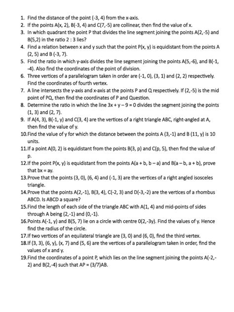 Class 10 Coordinate Geometry Pdf
