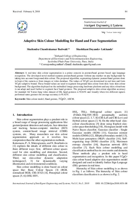 Pdf Adaptive Skin Colour Modelling For Hand And Face Segmentation