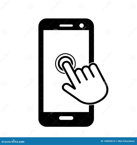 Click Here The Button With The Hand Icon On The Phone Screen Linear
