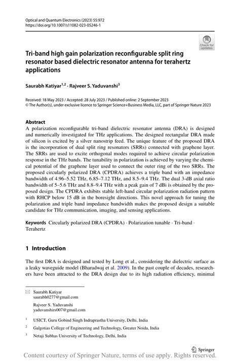 Tri Band High Gain Polarization Reconfigurable Split Ring Resonator Based Dielectric Resonator