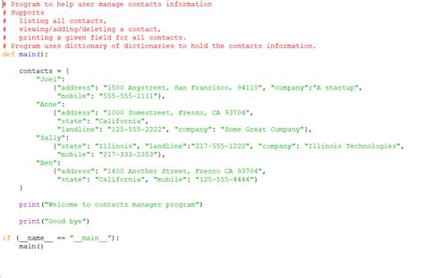 Solved Contacts Manager Problem Statement Create A Program