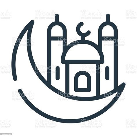 모스크와 달 얇은 라인 아이콘 라마단 다른 개념 고립 된 개요 기호에서 종교 선형 아이콘 웹 디자인 및 앱에 대한 벡터 그림 기호 요소입니다 라마단에 대한 스톡 벡터 아트