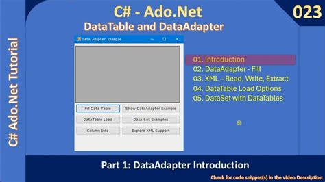 Data Adapter Part 1 Sqldataadapter And Dataset Ado Net Tutorial