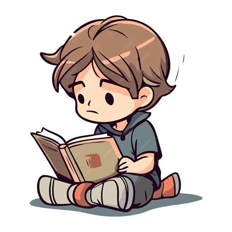 Premium Vector Boy Reading A Book Vector Illustration Of A Boy