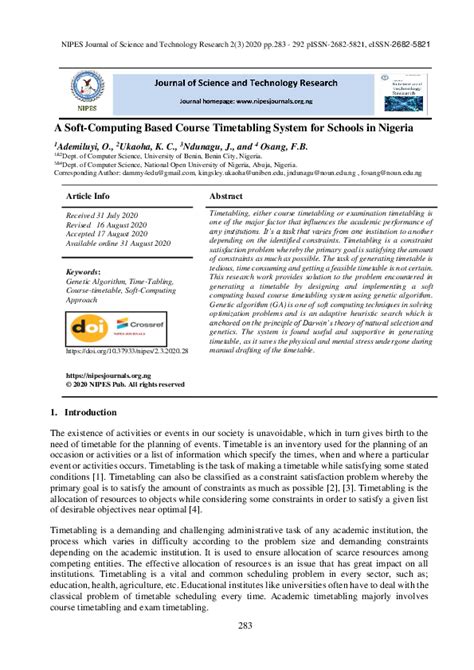 Pdf A Soft Computing Based Course Timetabling System For Schools In