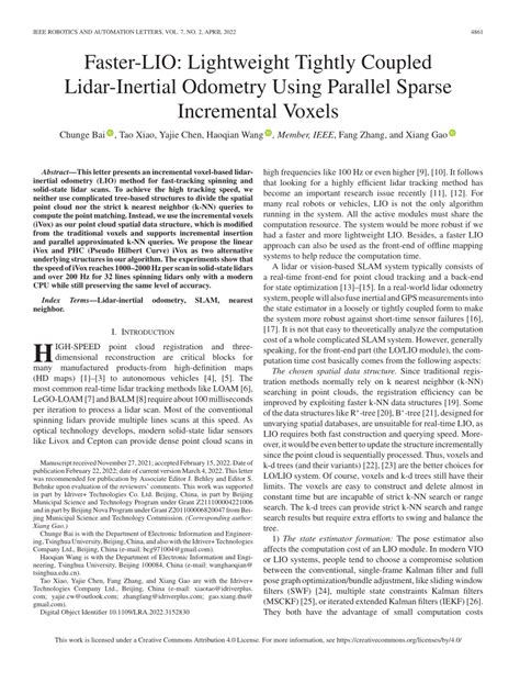 Pdf Faster Lio Lightweight Tightly Coupled Lidar Inertial Odometry Using Parallel Sparse