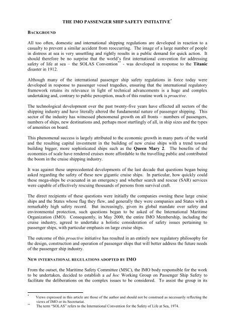 Passenger Ships Imo Adopted New Solas And Fss Requirements For Ro Ro