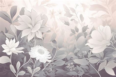Premium Ai Image Serene Grayscale Gradient With Delicate Floral Elements