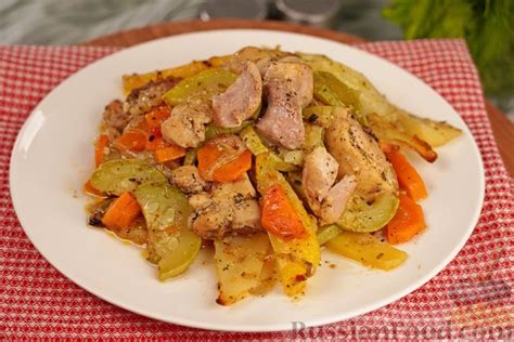 Рецепт Курица с кабачками и картошкой в рукаве на
