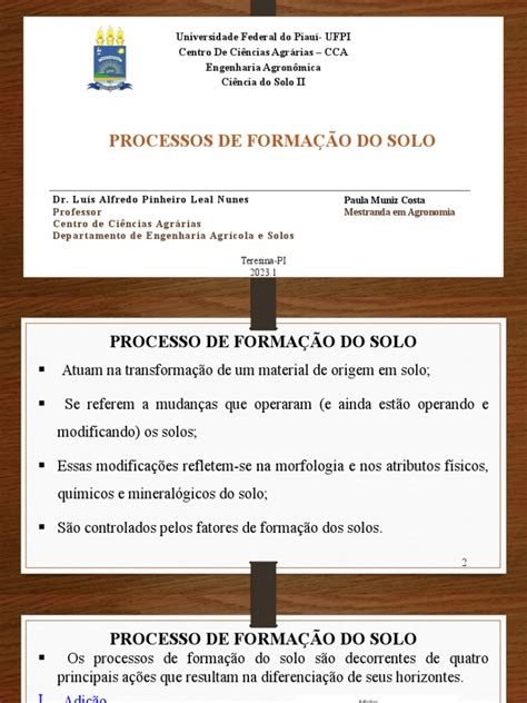 Aula Processos De Formação Do Solo Pdf Solo Natureza