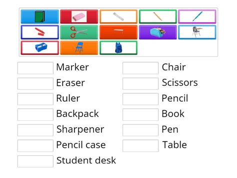 Classroom Objects Match Up