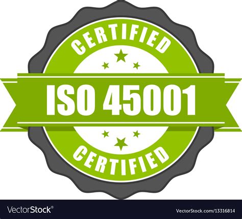 Iso 45001 Standard Certificate Badge Health Vector Image