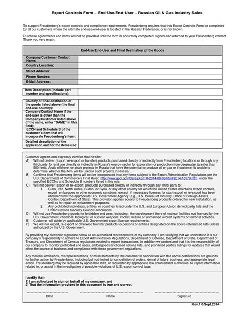 End Use Declaration Russia Sanctions V10 The United States Government