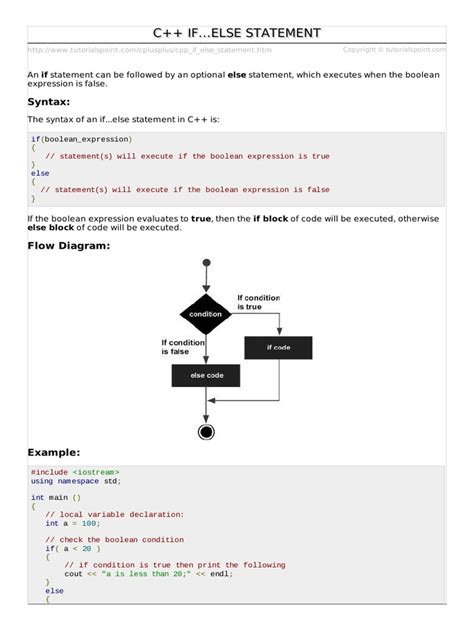 Cpp If Else Statement Pdf