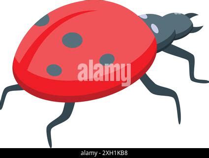 Cartoon Ladybug With A Shiny Red Shell And Black Spots Is Crawling Cute Ladybug Crawling And