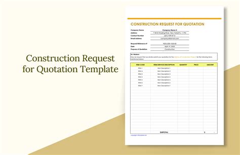 5 Construction Request For Quotation Template Bundle Download In
