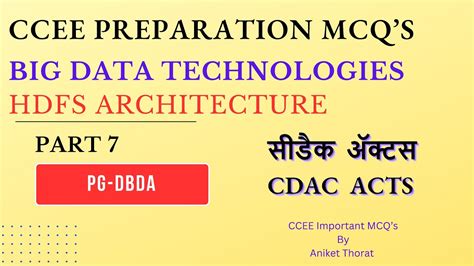 Cdac Pg Dbda Ccee Preparation Mcqs Bdt Hdfs Architecture Part 7 Youtube
