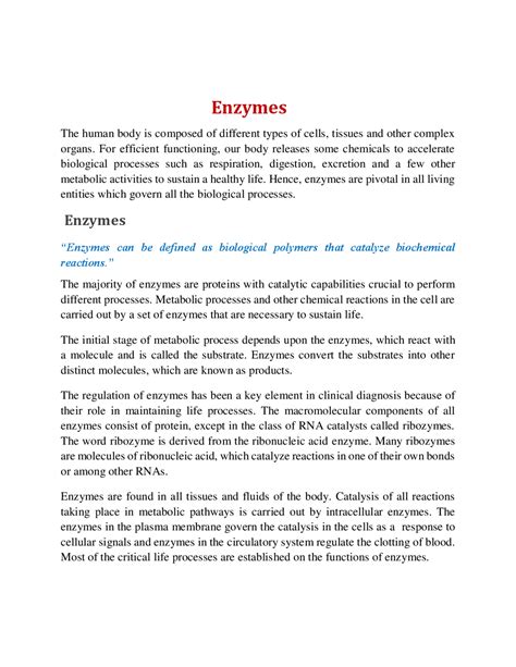 Biomolecules Enzymes Strucutre Lecture Notes Biochemistry Docsity