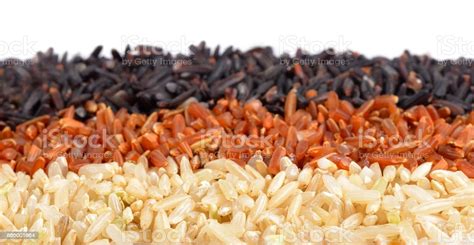 흰색 배경에 고립 컬렉션 쌀 재 스민 브라운 혼합 및 Riceberry 쌀 질감 배경 갈색에 대한 스톡 사진 및 기타 이미지 갈색 건강한 생활방식 곡초류 Istock