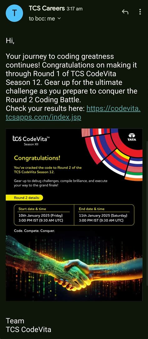 😊😇😊 ️pleased To Share That Ive Successfully Cleared Round 1 Of Tcs