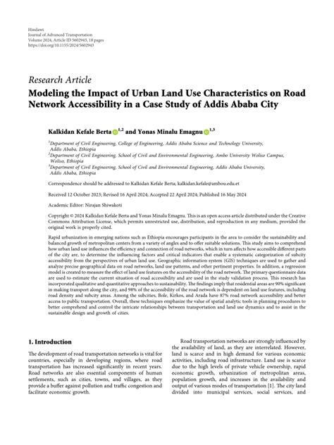 Pdf Modeling The Impact Of Urban Land Use Characteristics On Road Network Accessibility In A