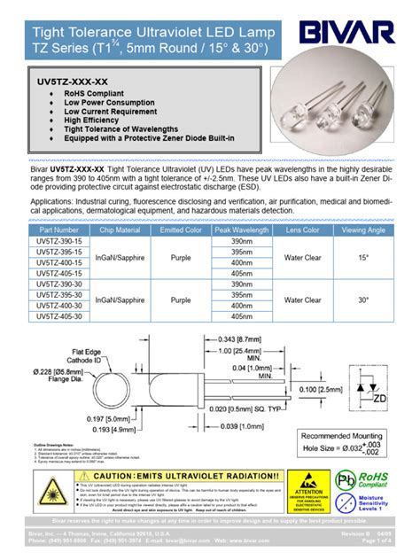 Uv Led Datasheet 0900766b814f49b1 Pdf Ultraviolet Light