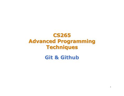 Git Lecture CS Advanced Programming Techniques Git Github Agenda Introduction To Studocu