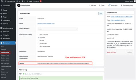 pdf for elementor forms drag and drop template builder wordpress