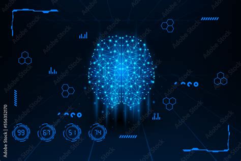 Vector Artificial Intelligence Concept Digital Human Brain Hologram Science Technology Concept