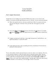 Lecture Tutorial Parallax Questions Pdf Lecture Tutorial Parallax And Distance Part I