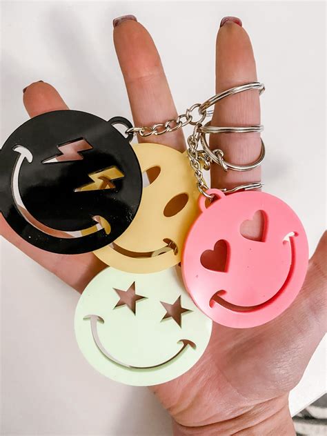 Smiley Face Keychains Keychain Design Cute Keychain Preppy Keychain