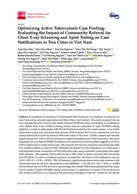 Pdf Optimizing Active Tuberculosis Case Finding Evaluating The Impact Of Community Referral