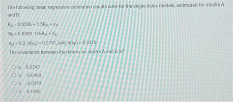 Solved The Following Linear Regression Estimation Results