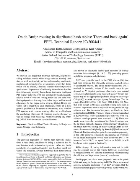 Pdf On De Bruijn Routing In Distributed Hash Tables There And Back Again
