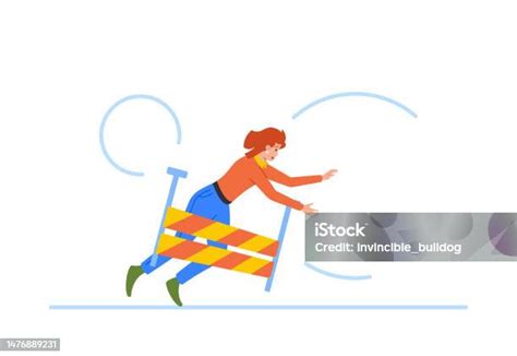 사업가는 경주 중 장애물에 걸려 넘어져 균형을 되찾기 위해 고군분투합니다 도전을 극복하는 여성 캐릭터 개성 개념에 대한 스톡 벡터 아트 및 기타 이미지 Istock