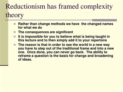 Ppt Reductionism And Complexitycontinuum Or Dichotomy Powerpoint