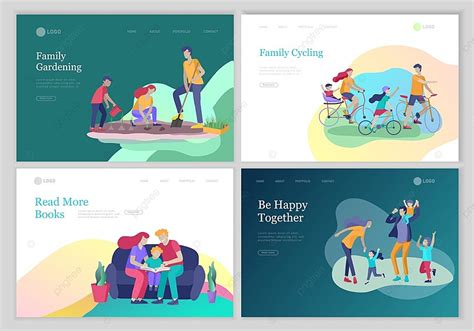 가족 취미 활동 모음으로 설정된 방문 페이지 템플릿 Psd 다운로드 디자인 자료 다운로드