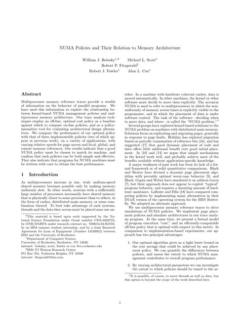 Pdf Numa Policies And Their Relation To Memory Architecture