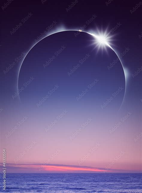 Full Eclipse over ocean (digital art) Stock Photo | Adobe Stock