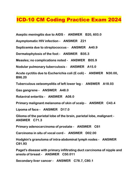 SOLUTION Icd 10 Cm Coding Practice Exam 2024 Studypool