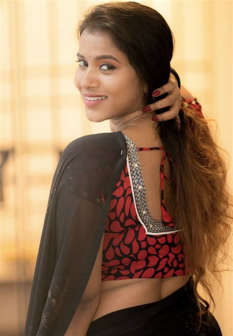 Roja Cathy Stills In Black Saree South Indian Actress