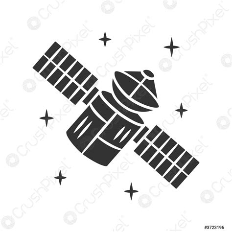 Satellite Glyph Icon Sputnik Artificial Object In Orbit Space Probe Stock Vector 3723196