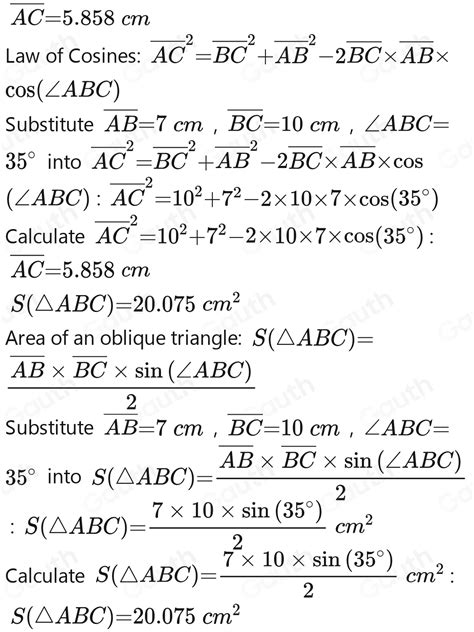 Solved 5 Not Scai A Calculate The Area Of Triangle Abc B Calculate The Length Of Ac
