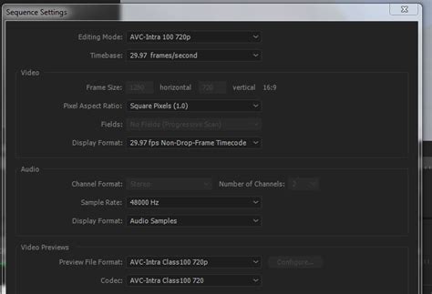 Sequence Settings Editing Mode And Video Preview Adobe Support Community 9648875