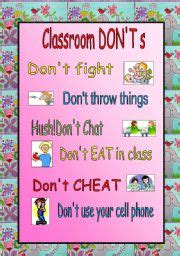 Classroom Rules Donts Poster ESL Worksheet By Mariethe House