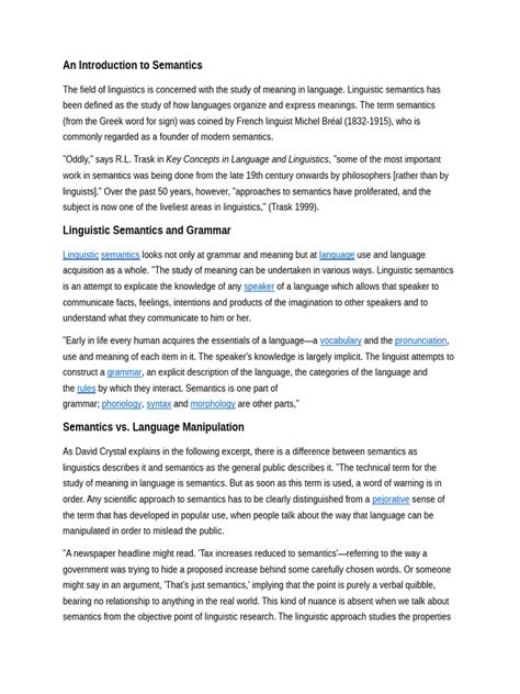 An Introduction To Semantics Pdf Semantics Linguistics