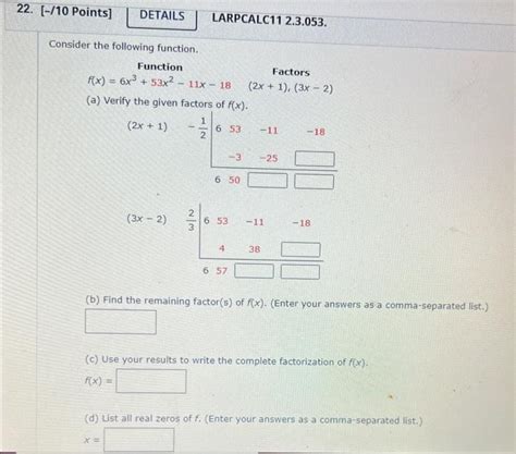 Solved Consider The Following Function Function Factors Chegg