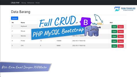 Full Crud Php Mysql Bootstrap 37 Cara Kirim Email Dengan Phpmailer Terbaru Youtube