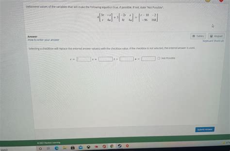 Solved Determine Values Of The Variables That Will Make The Chegg